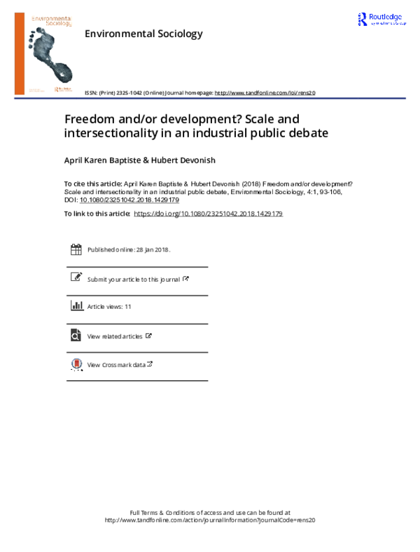 (PDF) Freedom and/or development? Scale and intersectionality in an ...