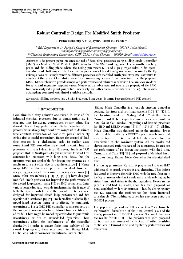 (PDF) Robust Controller Design For Modified Smith Predictor