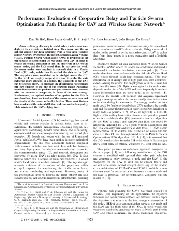 Pdf Performance Evaluation Of Cooperative Relay And Particle Swarm Optimization Path Planning