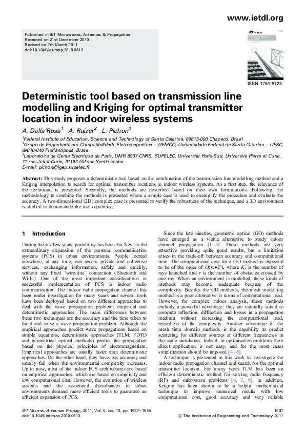 (PDF) Deterministic tool based on transmission line modelling and Kriging for optimal ...
