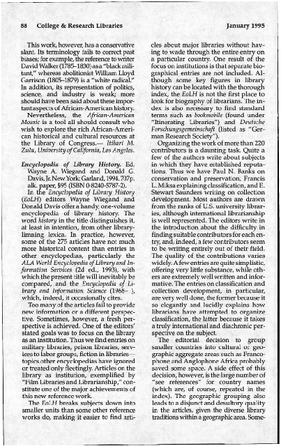 (PDF) Encyclopedia of Library History (Book Review)