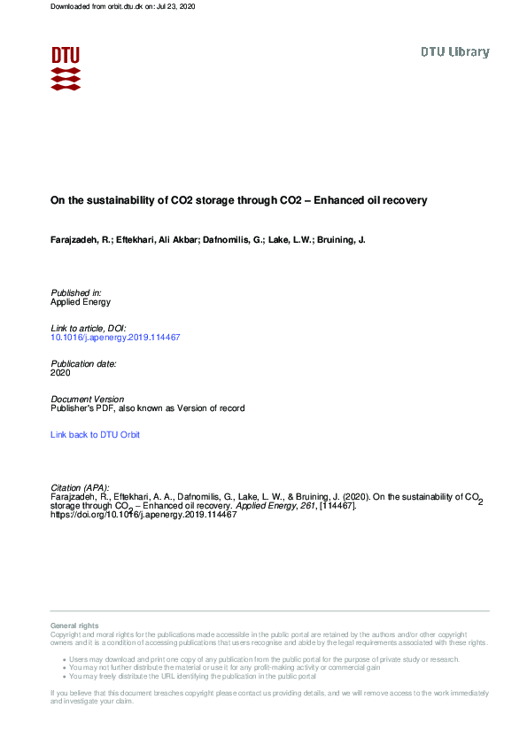 (PDF) On the sustainability of CO2 storage through CO2 – Enhanced oil ...
