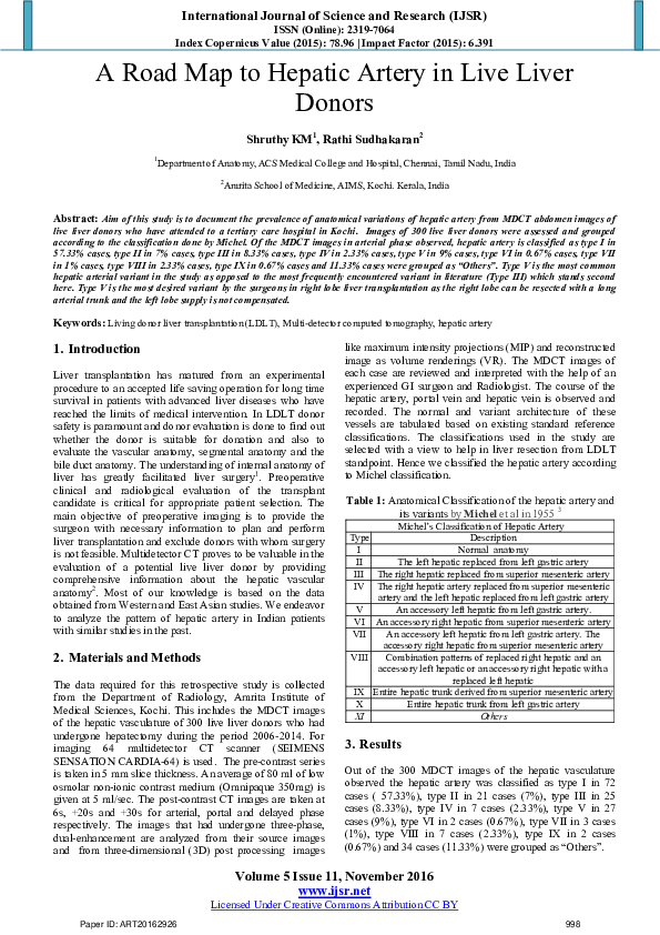 (PDF) A Road Map to Hepatic Artery in Live Liver Donors