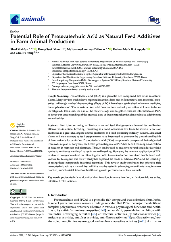(PDF) Potential Role of Protocatechuic Acid as Natural Feed Additives in Farm Animal Production
