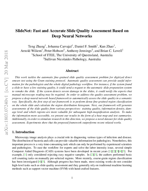 (PDF) SlideNet: Fast and Accurate Slide Quality Assessment Based on ...
