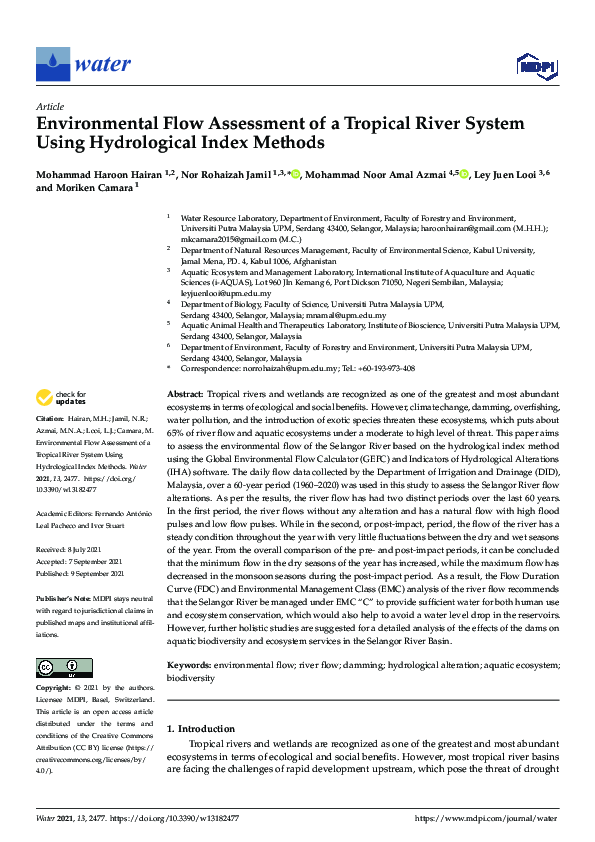 (PDF) Environmental Flow Assessment of a Tropical River System Using ...