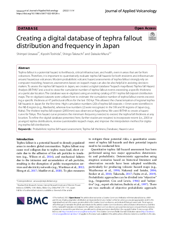 (PDF) Creating a digital database of tephra fallout distribution and ...
