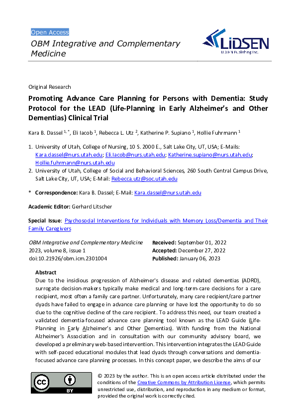(PDF) Promoting Advance Care Planning for Persons with Dementia: Study Protocol for the LEAD ...