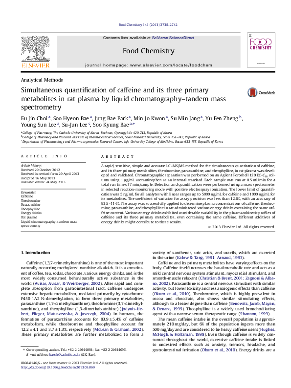 (PDF) Simultaneous quantification of caffeine and its main metabolites ...