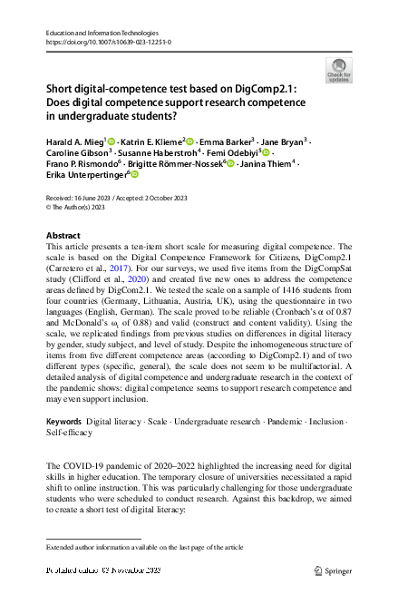 (PDF) Short digital-competence test based on DigComp2.1: Does digital ...