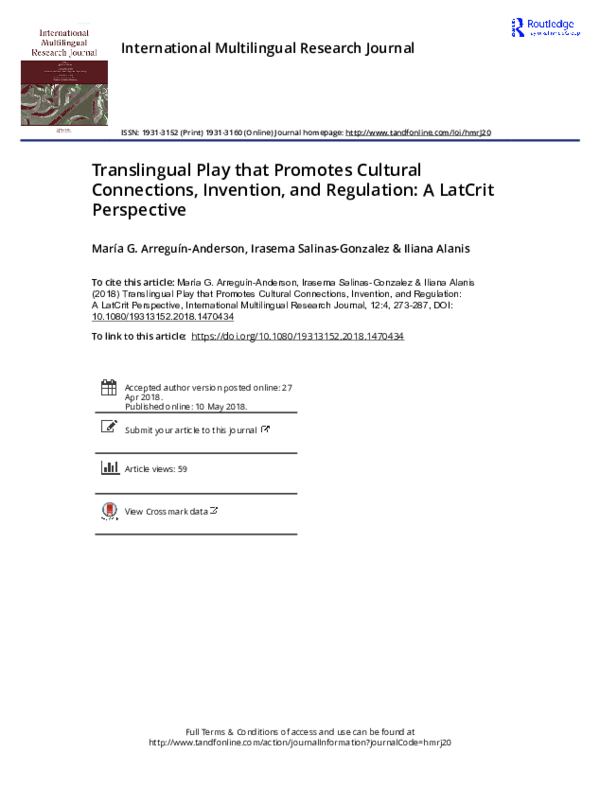 (PDF) Translingual Play that Promotes Cultural Connections, Invention ...