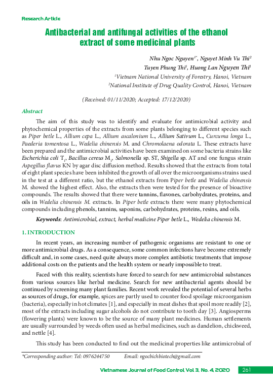 (PDF) Antibacterial and antifungal activities of the ethanol extract of ...