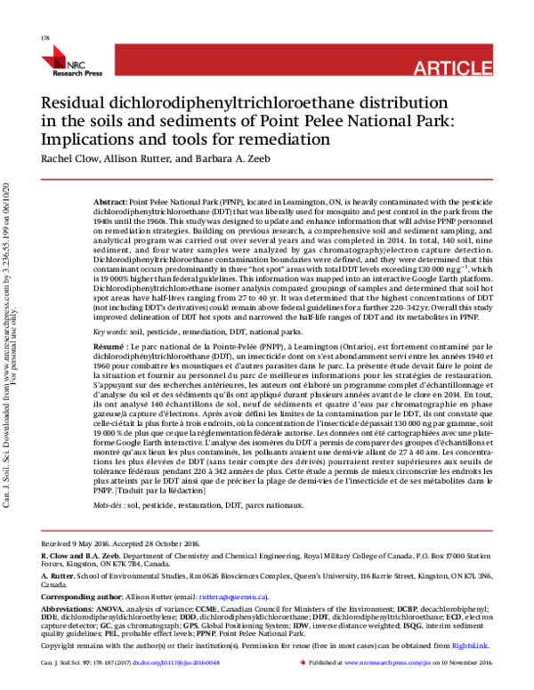 (PDF) Residual DDT distribution in the soils and sediments of Point ...