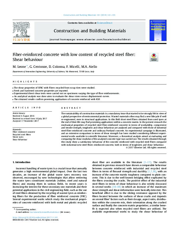 (PDF) Fiber-reinforced concrete with low content of recycled steel ...