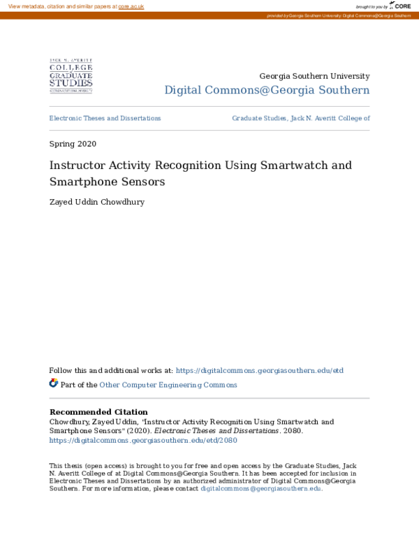 (PDF) Instructor Activity Recognition Using Smartwatch and Smartphone Sensors