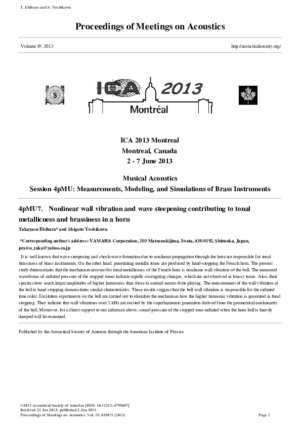 (PDF) Nonlinear wall vibration and wave steepening contributing to ...