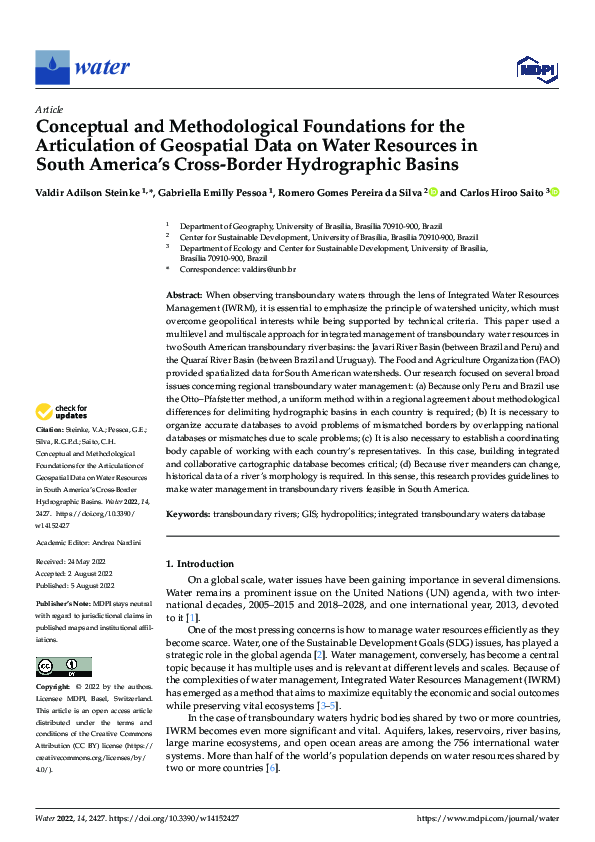 (PDF) Conceptual and Methodological Foundations for the Articulation of Geospatial Data on Water ...