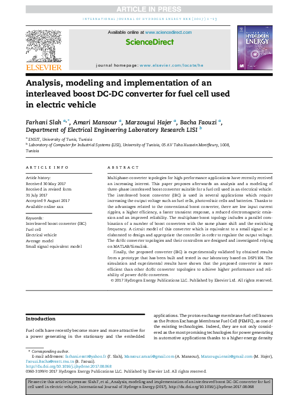 (PDF) Analysis, modeling and implementation of an interleaved boost DC-DC converter for fuel ...