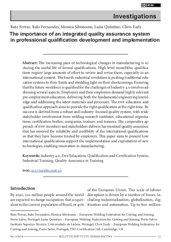 (PDF) The importance of an integrated quality assurance system in ...