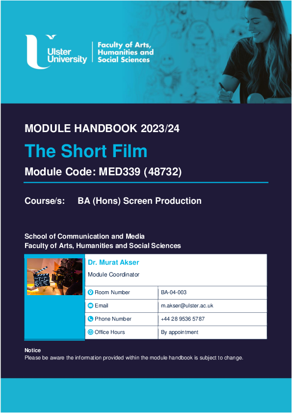 (PDF) MED339 The Dramatic Short Film Syllabus / Module Handbook