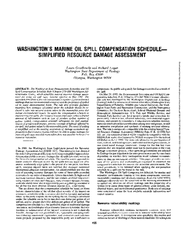 (PDF) Washington's Marine Oil Spill Compensation Schedule—Simplified ...