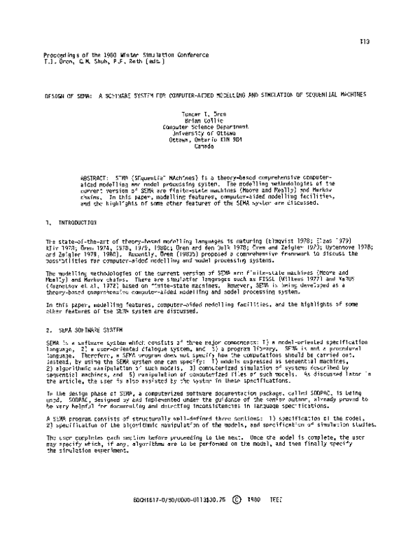 Pdf Design Of Sema A Software System For Computer Aided Modelling And Simulation Of