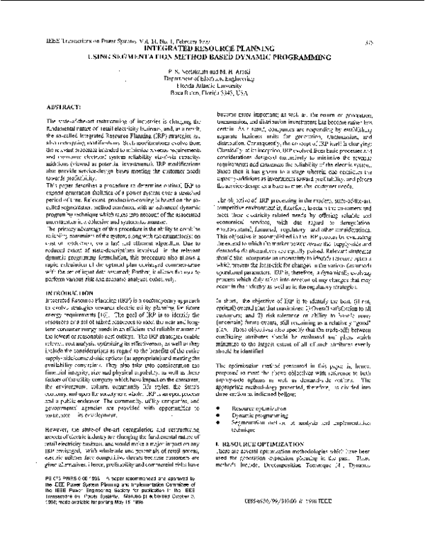 (PDF) Integrated resource planning using segmentation method based dynamic programming ...