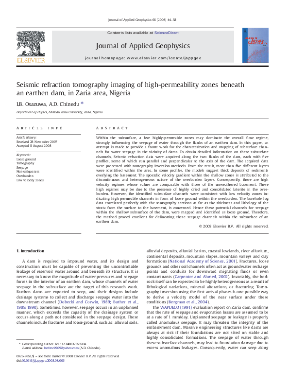 (PDF) Seismic refraction tomography imaging of high-permeability zones ...