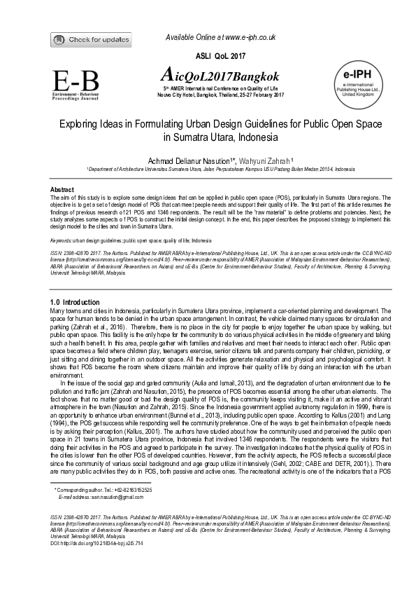 Pdf Exploring Ideas In Formulating Urban Design Guidelines For Public