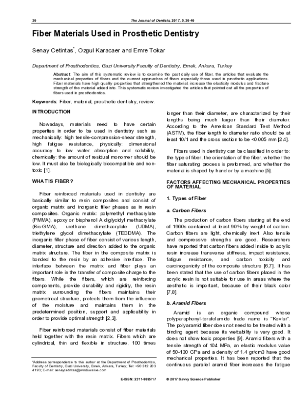 (PDF) Fiber Materials Used in Prosthetic Dentistry
