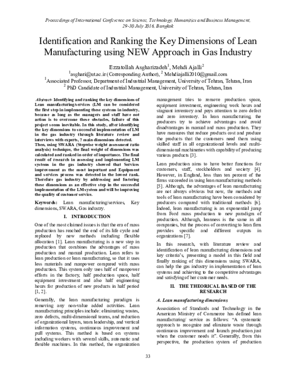 (PDF) Identification and Ranking the Key Dimensions of Lean ...