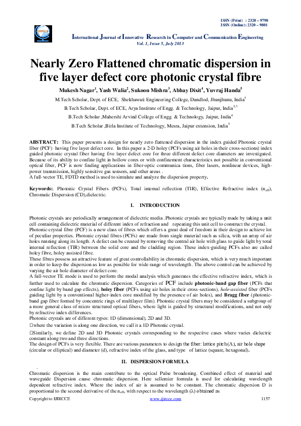 (PDF) Nearly Zero Flattened chromatic dispersion infive layer defect ...