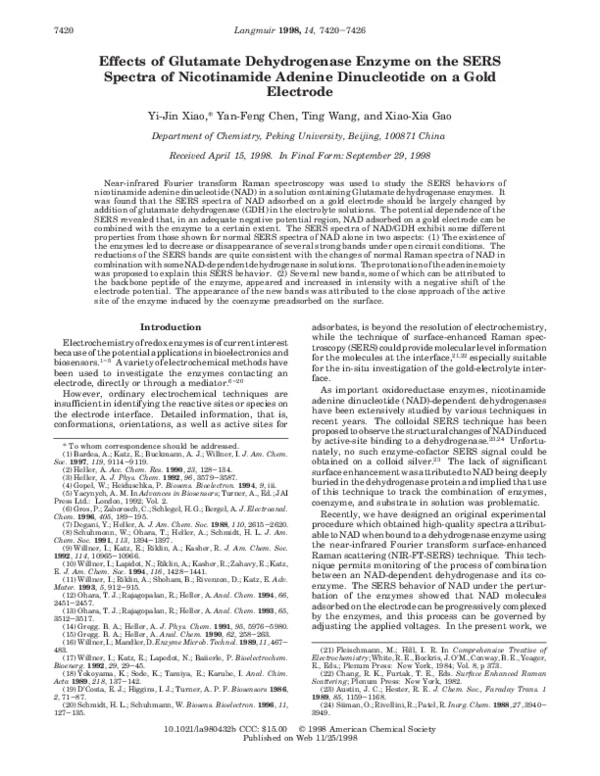 (PDF) Effects of Glutamate Dehydrogenase Enzyme on the SERS Spectra of ...