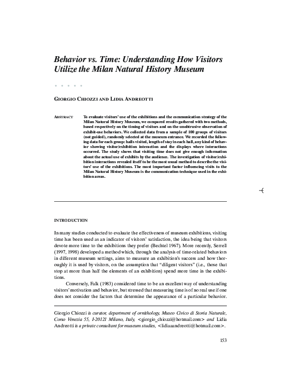 (PDF) Behavior vs. Time: Understanding How Visitors Utilize the Milan ...