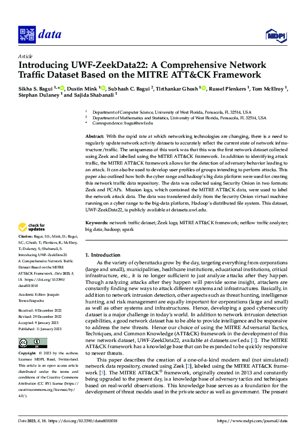 (PDF) Introducing UWF-ZeekData22: A Comprehensive Network Traffic Dataset Based on the MITRE ATT ...