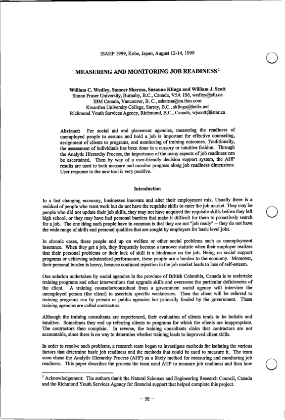 (PDF) Measuring and Monitoring Job Readiness