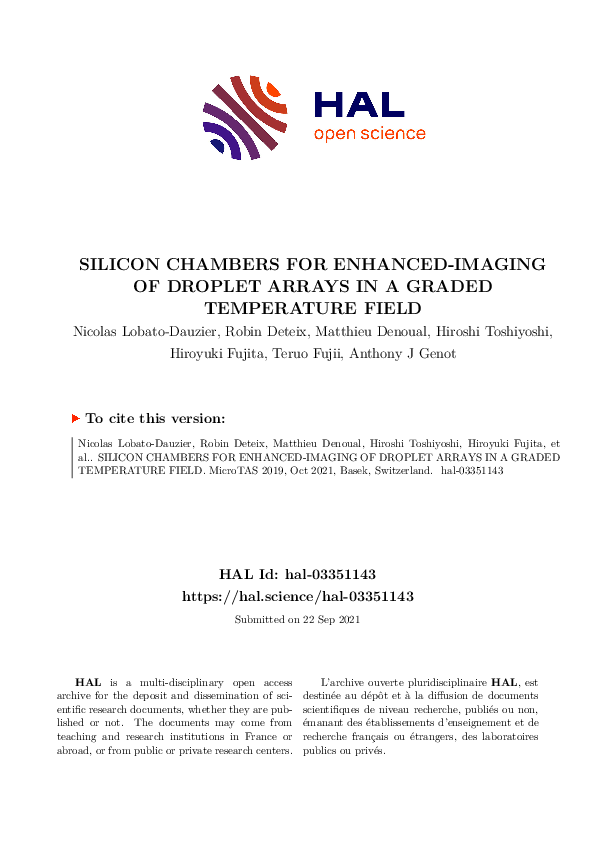 (PDF) Silicon Chambers for Enhanced-Imaging of Droplet Arrays in a ...