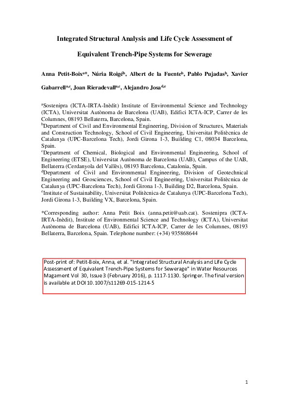(PDF) Integrated Structural Analysis and Life Cycle Assessment of Equivalent Trench-Pipe Systems ...