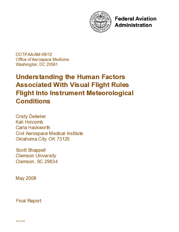 (PDF) Understanding the Human Factors Associated With Visual Flight ...