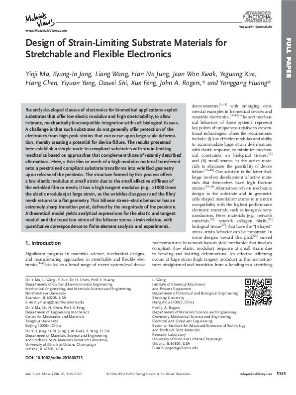 (PDF) Design of Strain‐Limiting Substrate Materials for Stretchable and ...