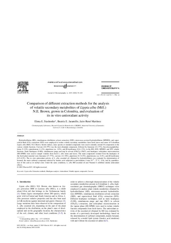 (PDF) Comparison of Different Extraction Methods for Optimizing ...