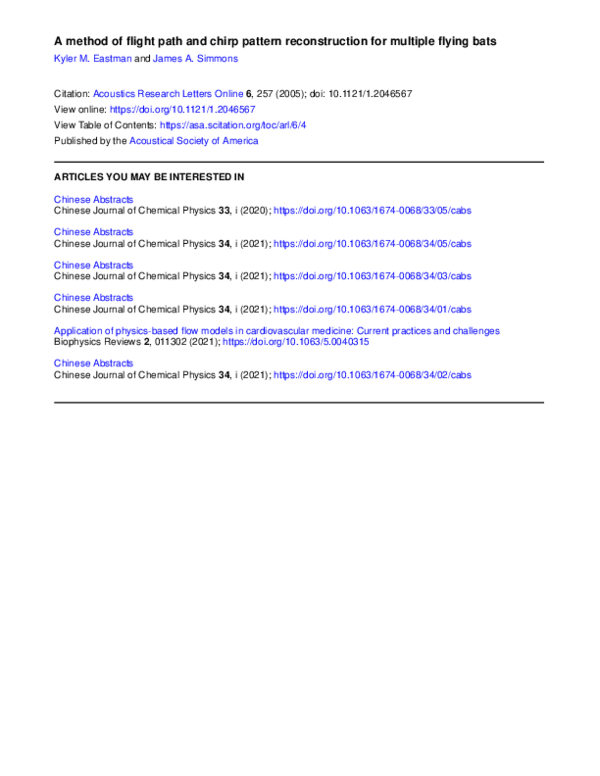 (PDF) A method of flight path and chirp pattern reconstruction for ...