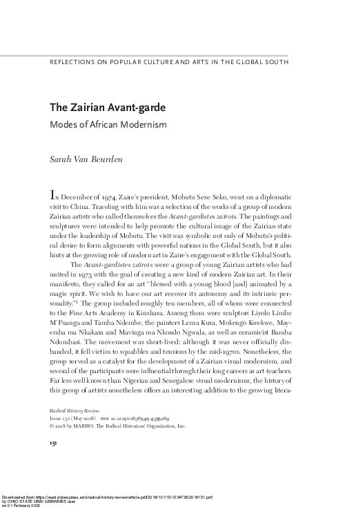 (PDF) The Zairian Avant-Garde: Modes of African Modernism