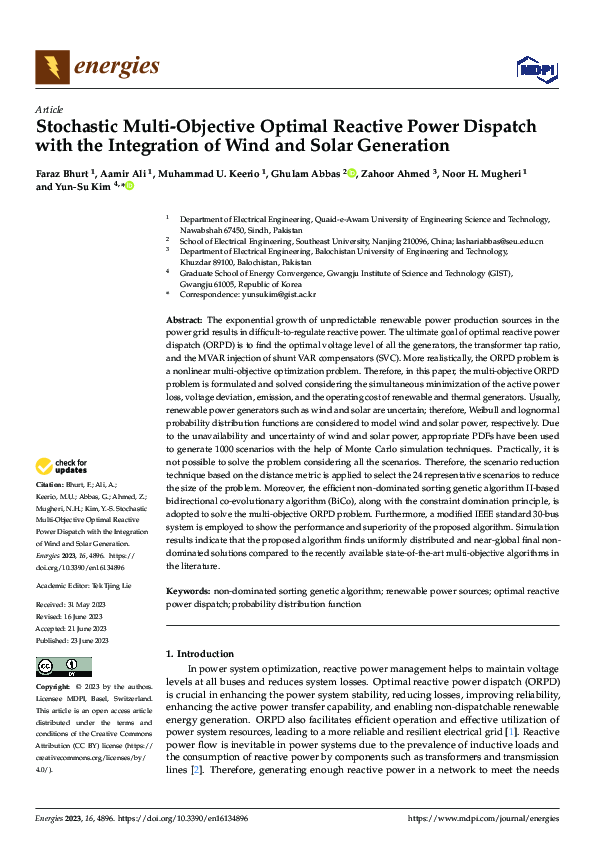 (PDF) Stochastic Multi-Objective Optimal Reactive Power Dispatch with the Integration of Wind ...