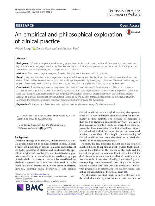 (PDF) An empirical and philosophical exploration of clinical practice