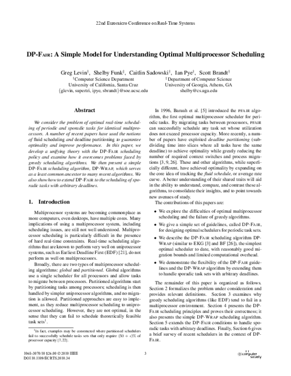 Pdf Dp Fair A Simple Model For Understanding Optimal Multiprocessor Scheduling
