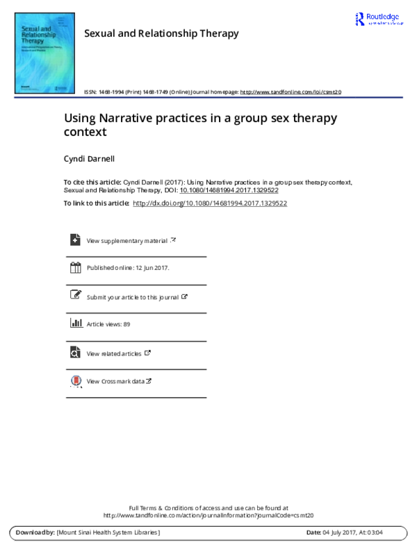 (PDF) Using Narrative practices in a group sex therapy context