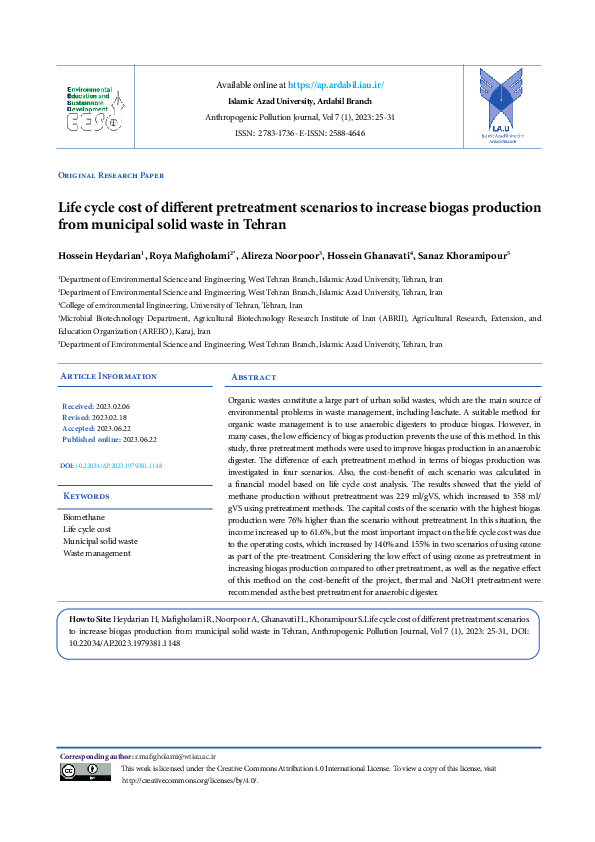 (PDF) Life cycle cost of different pretreatment scenarios to increase ...