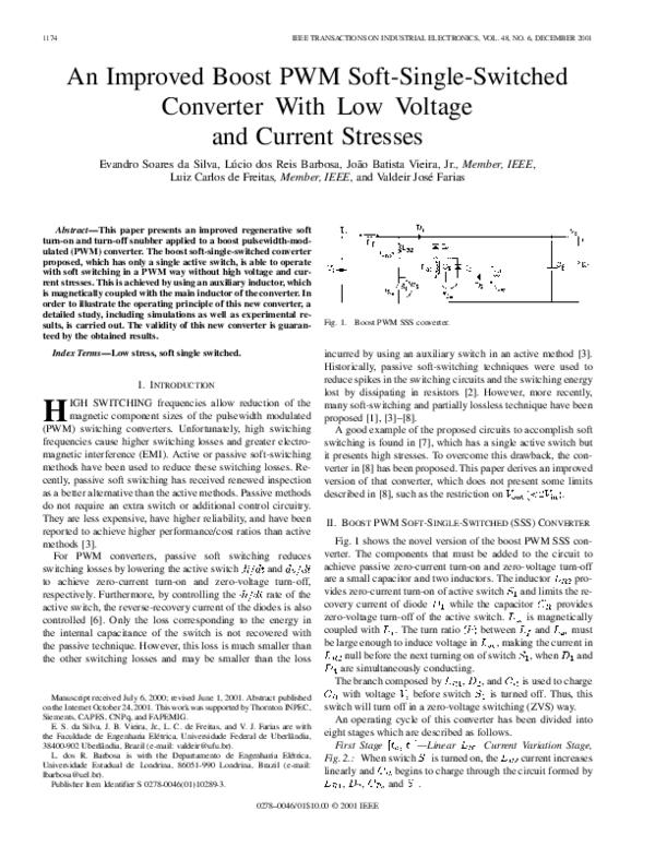 (PDF) An improved boost PWM soft-single-switched converter with low voltage and current stresses