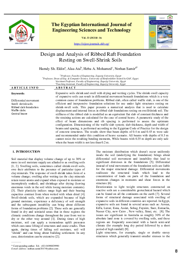 (PDF) Design and Analysis of Ribbed Raft Foundation Resting on Swell ...